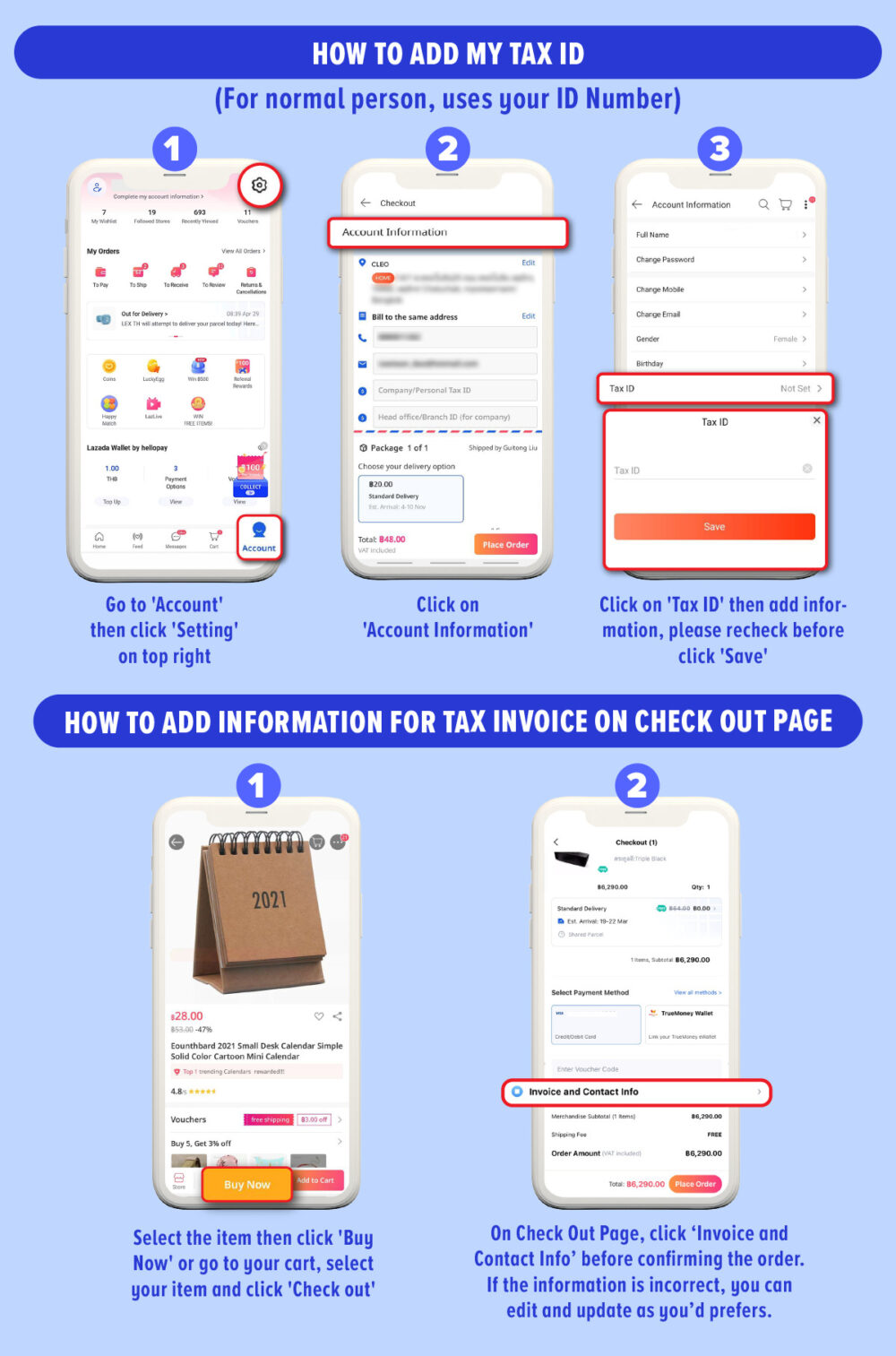 LAZADAでe-Tax Invoice または e-Receiptを発行してもらう方法を調べてみた｜サクのバンコク生活日記
